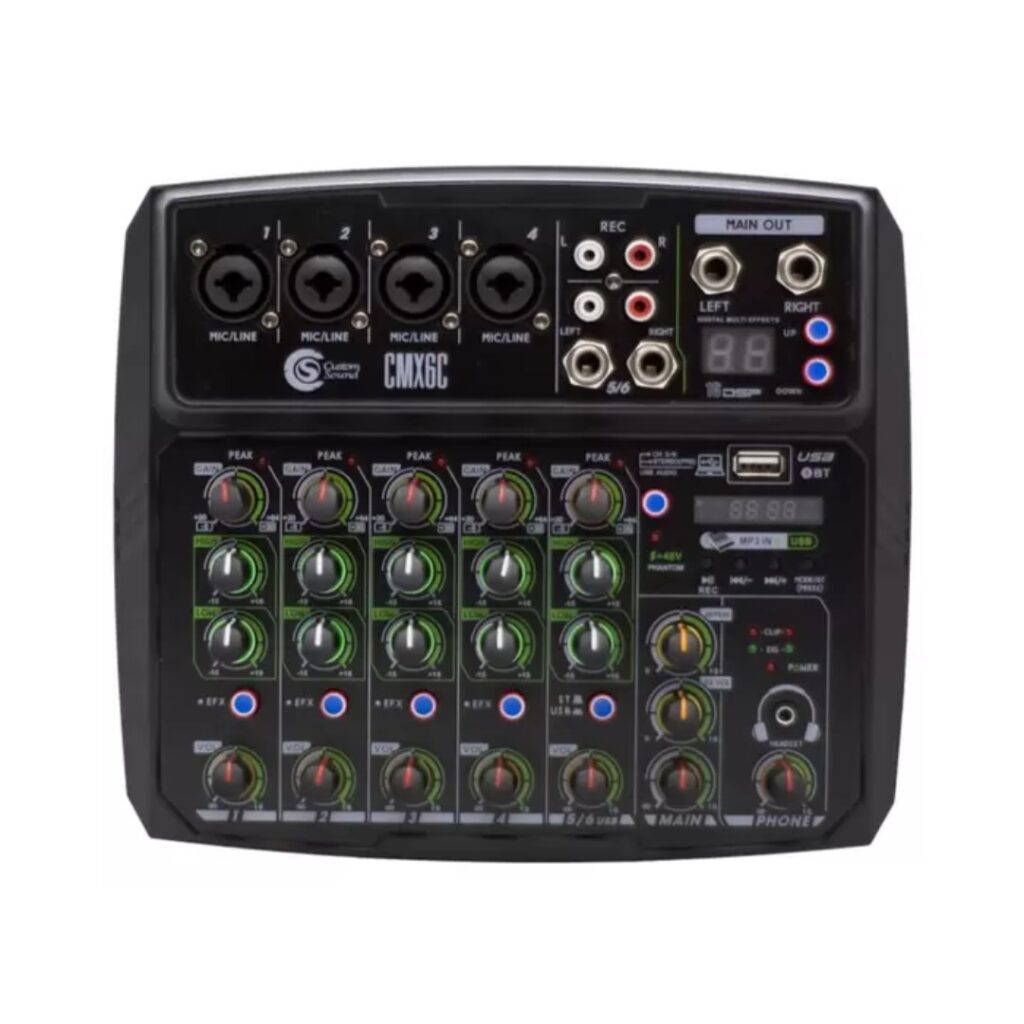 MIXER CUSTOM SOUND 6 CANAIS USB BLUETOOTH CMX6C PRETA – Rossi